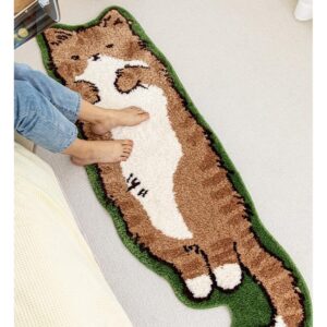 Cat Tufted Rug, Cat Shaped Rug, Irregular Shaped Rug, Fun Animal Shaped Cartoon Room Floor Mat, Soft Bedside Rug for Bedroom, Cat Doormat, Living Room Decoration (B, 40 * 80cm/15.75 * 31.49in)