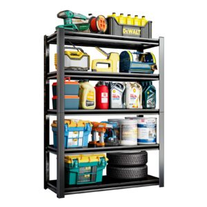 5 tier garage shelving units 72" h storage adjustable shelves 2500lbs heavy duty metal shelves utility industrial shelving rack for garage warehouse pantry basement,black (15.7" d×35.4" w×72" h)