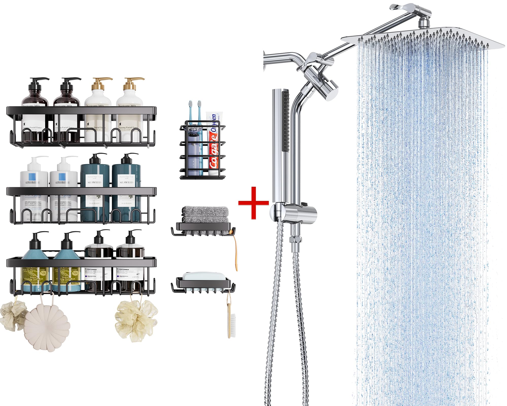 Veken SHOWER CADDY&RAIN SHOWER HEADS WITH HANDHELD SPRAY COMBO