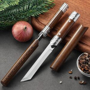 rwsefk small tactical paring knife with covers,sharp fruit knife,vegetables knife,double knife,dual samurai chef knife (a)