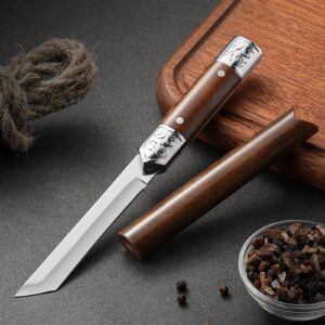 RWSEFK Small Tactical Paring Knife With Covers,Sharp Fruit Knife,Vegetables Knife,Double Knife,Dual Samurai Chef Knife (A)