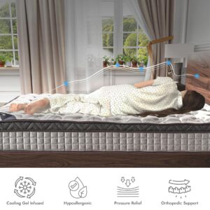 Anwick 12" Full Mattress, Soft Breathable Hybrid Memory Foam Mattress, Individually Pocket Coils, Mattress in a Box, Sleep Supportive & Pressure Relief, Medium Firm (Full 12 Inch)