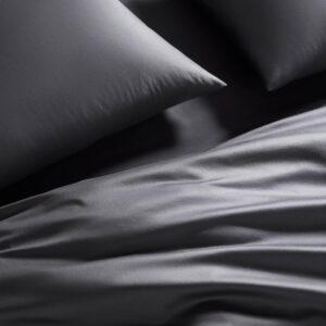 Brooklinen Luxury Sateen 7 Piece Sheet Set - 100% Cotton, Queen Size in Slate Grey - 1 Duvet Cover, 1 Fitted Sheet, 1 Flat Sheet, 4 Pillowcases | Best Luxury Sheets