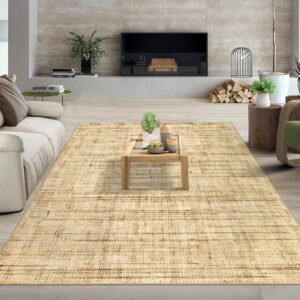 garveehome living room rug 5x7 rug washable rug for bedroom modern rug non slip braided print farmhouse rug soft throw rugs low pile stain resistant carpet for office nursery dining room 5'x7' natural