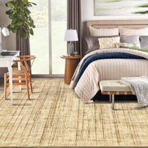 GarveeHome Living Room Rug 5x7 Rug Washable Rug for Bedroom Modern Rug Non Slip Braided Print Farmhouse Rug Soft Throw Rugs Low Pile Stain Resistant Carpet for Office Nursery Dining Room 5'x7' Natural