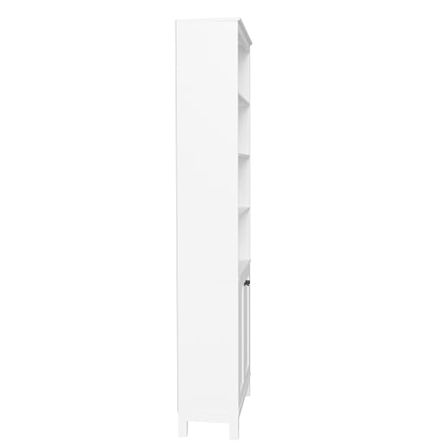 Prepac Yaletown Bookcase with Doors, White Storage Cabinet with Doors and Shelves, Accent Cabinet 23.75" W x 79.50" H x 12.25" D, WSBR-2310-1