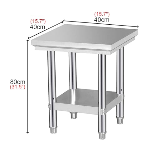 Double Workbench Commercial Stainless Steel Workbench Open Floor Standing Shelves Metal Table is Sturdy and Stable Suitable for Kitchen Restaurant Outdoor Warehouse