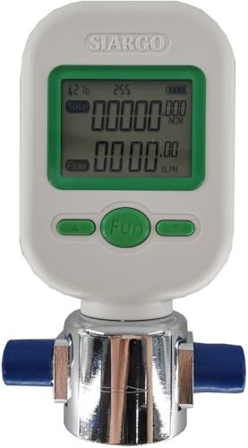 BHYIQI Gas Mass Flow Meter Digital Gas Flowmeter with Range 0 to 20L/Min Accracy ±2.5+0.5FS% Data Storage LCD Display