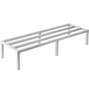 vevor aluminum dunnage rack, 60” x 20” commercial food floor rack, 12” off the floor, 1800 lbs capacity all-welded aluminum storage rack, for storage in restaurants, kitchens, garages and vehicles