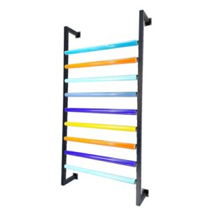 black metal vinyl holder rack with 9 adjustable hanging rod, commercial garage wall mounted display rack for car color change film/window film/wallpaper/fabric roll storage organizer(30cm/11.8in)