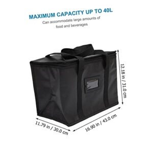 GRIRIW Insulation Bags Large Insulated Food Bag Foldable Shopping Bag Foldable Grocery Bags Restaurant Insulated Bag Foldable Lunch Bag Insulated Food Carrier Bag Cooler Bag Woven Black