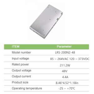 Safe & Protected FerroFab LRS-200N2-12 200W 48V 4.4A Industrial Power Supply - Built-in Protections, Prevents Equipment Damage, Ensures Reliable Operation, Ideal for Automation