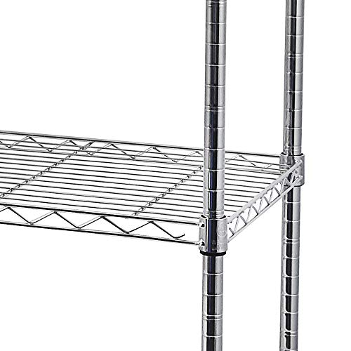 70.9" Rolling Wheels Black Storage Shelves Adjustable Metal Rack Unit for Kitchen Bathroom Garage Closet, Heavy Duty Adjustable Storage Metal Rack, Shelves for Storage, Garage, Pantry, Kitchen, Chrome