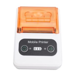 bt receipt printer, portable thermal receipt printer for small business sales retail, 58mm mini receipt printer for office retail store restaurant, simple installation (orange