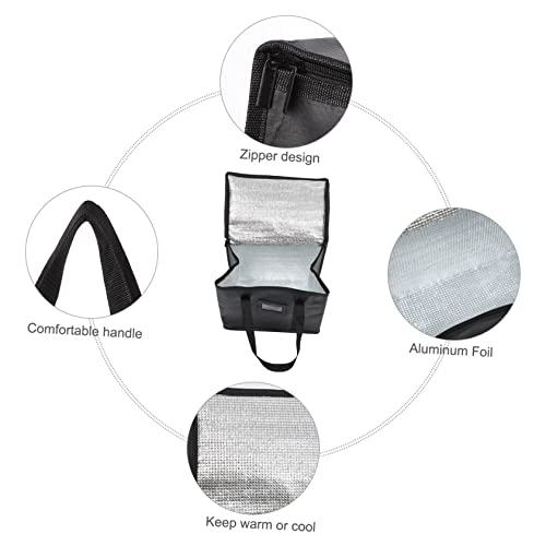 GRIRIW Insulation Bags Large Insulated Food Bag Foldable Shopping Bag Foldable Grocery Bags Restaurant Insulated Bag Foldable Lunch Bag Insulated Food Carrier Bag Cooler Bag Woven Black