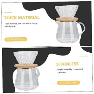 GRADENEVE 1 Set Coffee Maker Manual Coffee Brewer Drink Pitcher Clear Coffee Cups with Lids Coffee Filter Drip Coffee Machine Espresso Coffee Pot Tea Dispenser Wooden