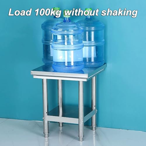 Double Workbench Commercial Stainless Steel Workbench Open Floor Standing Shelves Metal Table is Sturdy and Stable Suitable for Kitchen Restaurant Outdoor Warehouse