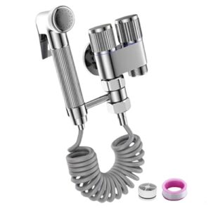 small toilet bidet sprayer attachment with 1 in 2 out valves hand operated faucet sprayer set for efficient washing