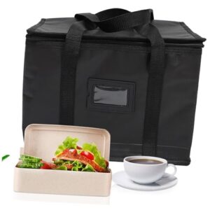 NAMOARLY Insulation Bags Large Insulated Food Bag Food Bag Shopping Cart Bags for Groceries Jumbo Insulated Bag Insulated Food Carrier Bag Cooler Bag Foldable Lunch Bag Black Woven