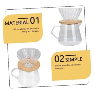 GRADENEVE 1 Set Coffee Maker Manual Coffee Brewer Drink Pitcher Clear Coffee Cups with Lids Coffee Filter Drip Coffee Machine Espresso Coffee Pot Tea Dispenser Wooden