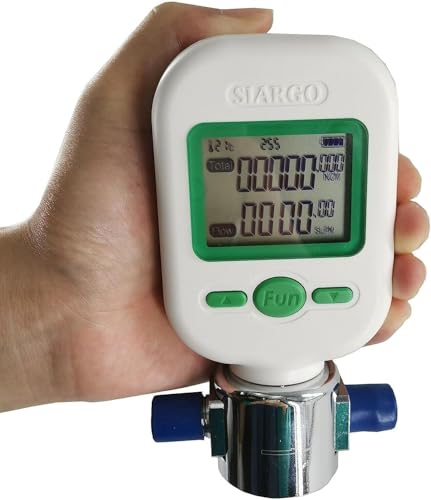 BHYIQI Gas Mass Flow Meter Digital Mass Air Flow Rate Tester with Range 0 to 20L/Min Accracy ±2.5+0.5FS% LCD Display