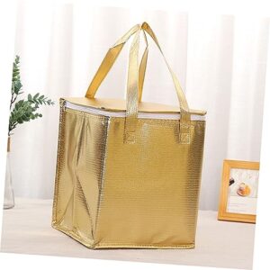 CHILDWEET Food Bag Catering Bag for Food Deliveries Lunch Tote Bag Grocery Shopping Bag Car Insulated Bag Zipper Food Bag Insulated Shopping Bags Hot Bags Golden Non-woven Fabric