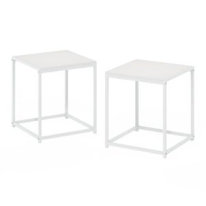 furinno camnus modern living end table, solid white/white, set of 2