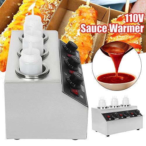 Electric Sauce Bottle Warmer, 0.68L x 2 Commercial Hot Fudge Warmer, Double Bottles Nacho Cheese Warmer, 86-176℉ Sauce Warmer Dispenser, Hot Chocolate Warmer Dispenser for Home Hotel Snack Bars