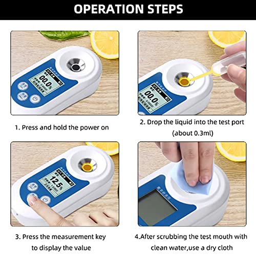 PODEC Digital Brix Refractometer, 0-55% Range High-Precision Fruit Meter with Automatic Temperature Compensation Function, ±0.2% Precision and IP65 Waterproof, for Sugar Solutions Food