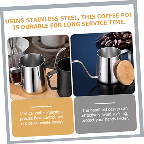 VINTORKY Coffee Pot Drip Kettle Stove Espresso Maker Espresso Coffee Machine Mini Teapot Stovetop Espresso Narrow Spout Pot Pouring Kettle Espresso Machine Stainless Steel Silver