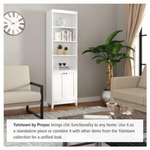 Prepac Yaletown Bookcase with Doors, White Storage Cabinet with Doors and Shelves, Accent Cabinet 23.75" W x 79.50" H x 12.25" D, WSBR-2310-1