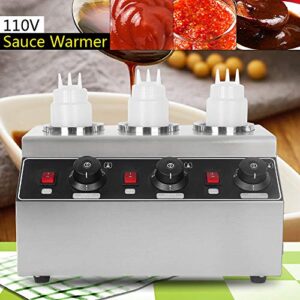 Electric Sauce Bottle Warmer, 0.68L x 2 Commercial Hot Fudge Warmer, Double Bottles Nacho Cheese Warmer, 86-176℉ Sauce Warmer Dispenser, Hot Chocolate Warmer Dispenser for Home Hotel Snack Bars