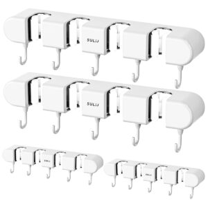 ZLHETWT Broom Holder, Mop Holder, Mop and Broom Organizer, 4Pcs Broom Holder Punch Free Mop Hanger Wall Mounted Mop Holder with 5 Hooks Effective Broom Gripper for Home