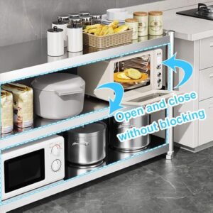 Stainless Steel Workbench Open Shelves Large Space Multifunctional Commercial Preparation Table Brushed Process Easy to Clean Suitable for Kitchen Restaurant Factory Warehouse