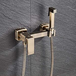 icVantA Shower System Antique Bronze Bidet Shower Faucets Brass Hygienic Shower Spray Airbrush Tap Hot & Cold Mixer Toilet Spray Bidet ShowerRound Model，Square Model