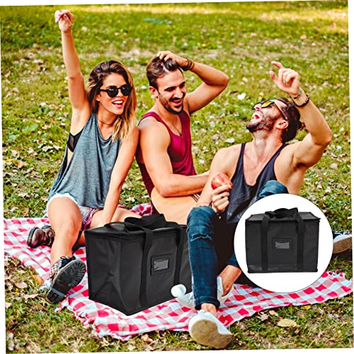 GRIRIW Insulation Bags Large Insulated Food Bag Foldable Shopping Bag Foldable Grocery Bags Restaurant Insulated Bag Foldable Lunch Bag Insulated Food Carrier Bag Cooler Bag Woven Black