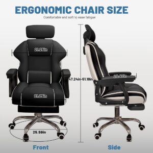 XUEGW Executive Computer Chair Home Office Desk Chair,Adjustable Angle, Ergonomic Adjustable Height PU Leather Chairs with Cushions Armrest for Long Time Seating-High Office Chair with Footrest