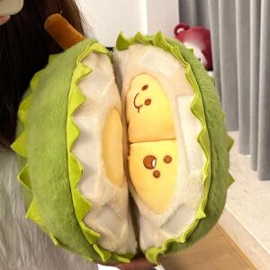 pulunto Creative Detachable Durian Plush Toy, Fruit Durian Plush Toy, Durian Plush Pillow, Lovely Fruit Plush Toy Doll Throw Pillows, Fruit Plush Toy Gifts for Christmas,Birthday