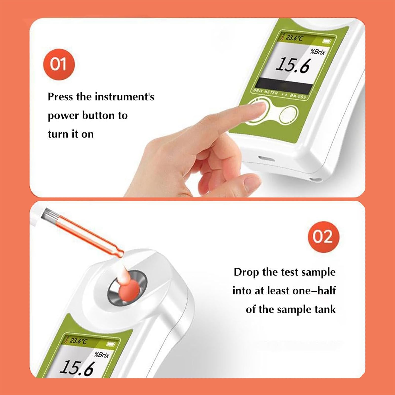 LHQYA Portable Brix Reader Tester, Digital Brix Refractometer, with Display, 0-55% Brix Measuring Range/ 0.2% Sugar Content Accuracy/ 10℃-40℃ Ambient Temperature, for Fruit Drinks