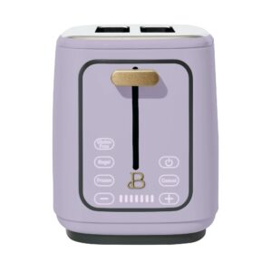 beautiful 2 slices toaster with touch-activated display, 7 browning settings, bagel & frozen bread presets, slide-out crumb tray stylish kitchen toaster by drew barrymore (lavender)