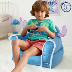 Idea Nuova Disney Stitch Figural Soft and Comfortable Structured Bean Bag Sofa Chair for Kids with Armrests,Ages 3+