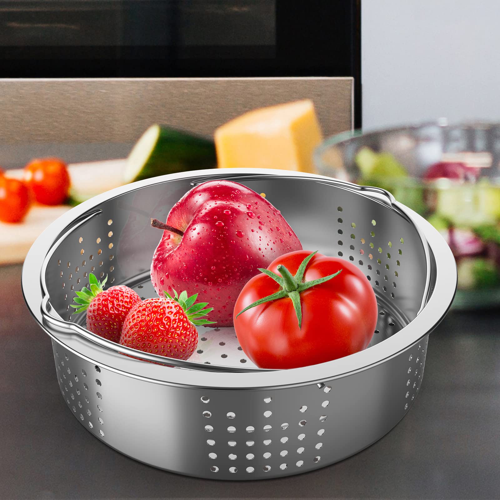 Stainless Steel Steamer Basket, Vegetable Steamer Basket Rack for Cooking, Instant Pot Steamer Basket Insert for Veggie Fish Seafood Broccoli Egg Cooking, Silve