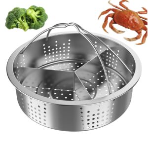 stainless steel steamer basket, vegetable steamer basket rack for cooking, instant pot steamer basket insert for veggie fish seafood broccoli egg cooking, silve