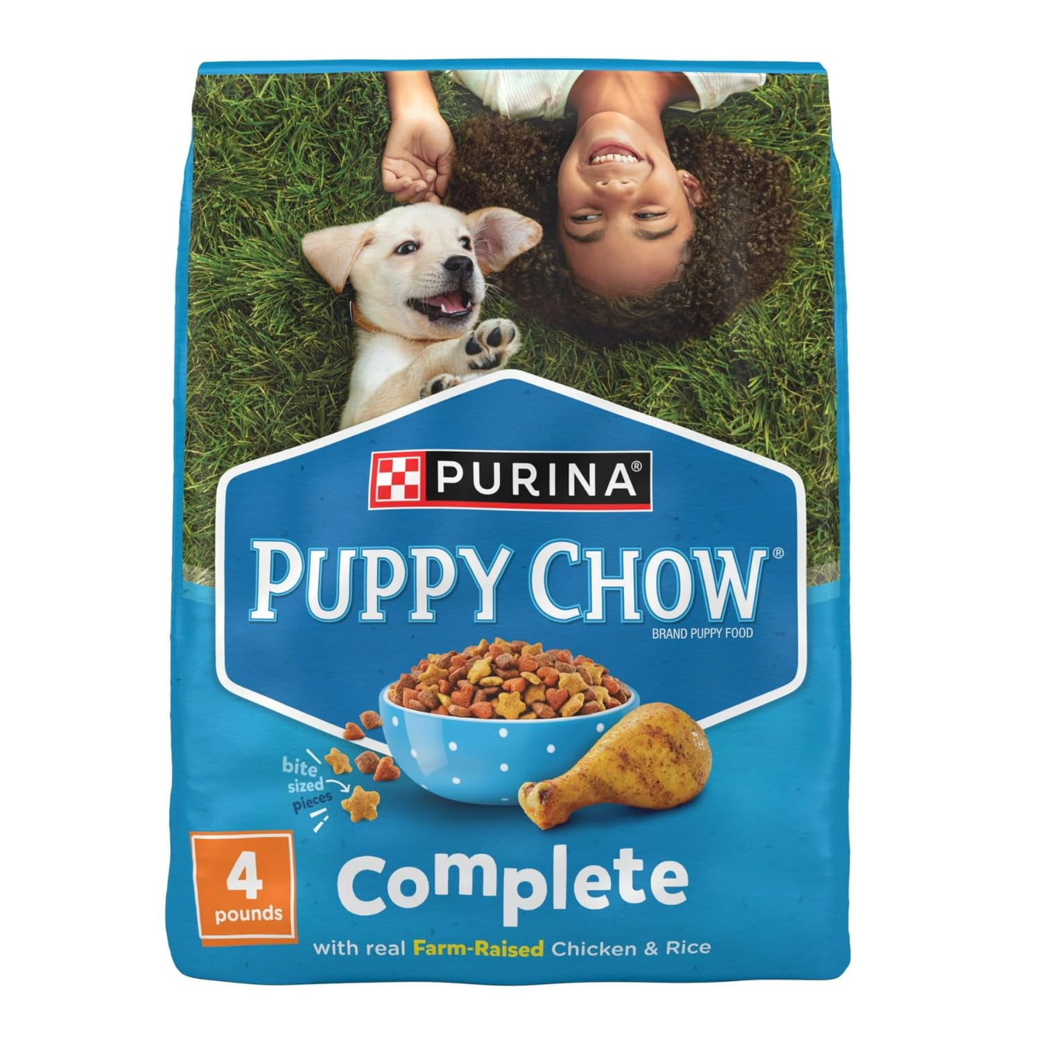 Trase A Puppy Chow Complete Dry Dog Food, High Protein with Farm-Raised Real Chicken, 4 lb Bag, Healthy Growth, Balanced Nutrition, Essential Vitamins and Minerals, Premium Puppy Formula