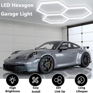 DHXYHQY LED Hexagon Lights - LED Hexagon Garage Lights, 105W 15000 Lumen, Hexagon Ceiling Lighting, Cool White Light 6500K, for Garage Gym Barber Shop Car Detailing Shop