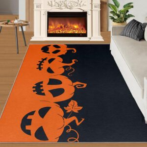 komejie halloween pumpkins orange rugs for entryway 2x3 rug indoor outdoor rugs, spooky lantern halloween area rug, kitchen rugs non slip washable rugs for bedroom