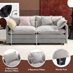 Ihanherry Cloud Sofa 77 Inch Loveseat, Modern Sectional Couch, 2-Seats Sofa for Living Room Bedroom and Apartment, Comfy Double Layer Upholstered Seat Cushion, Breathable Chenille Fabric, Grey