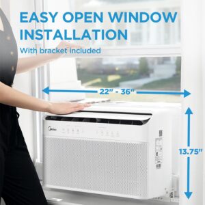 Midea 8,000 BTU U-Shaped Smart Inverter Air Conditioner – Cools up to 350 Sq. Ft., Ultra Quiet with Open Window Flexibility, Compatible with Alexa, 35% Energy Savings, Remote Control (Renewed)