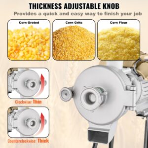 VEVOR Electric Grain Mill Grinder, 3000W Spice Grinders, Commercial Corn Mill with Funnel, Thickness Adjustable Powder Machine, Heavy Duty Feed Flour Cereal Mill Wheat Grinders, Dry & Wet Grinder