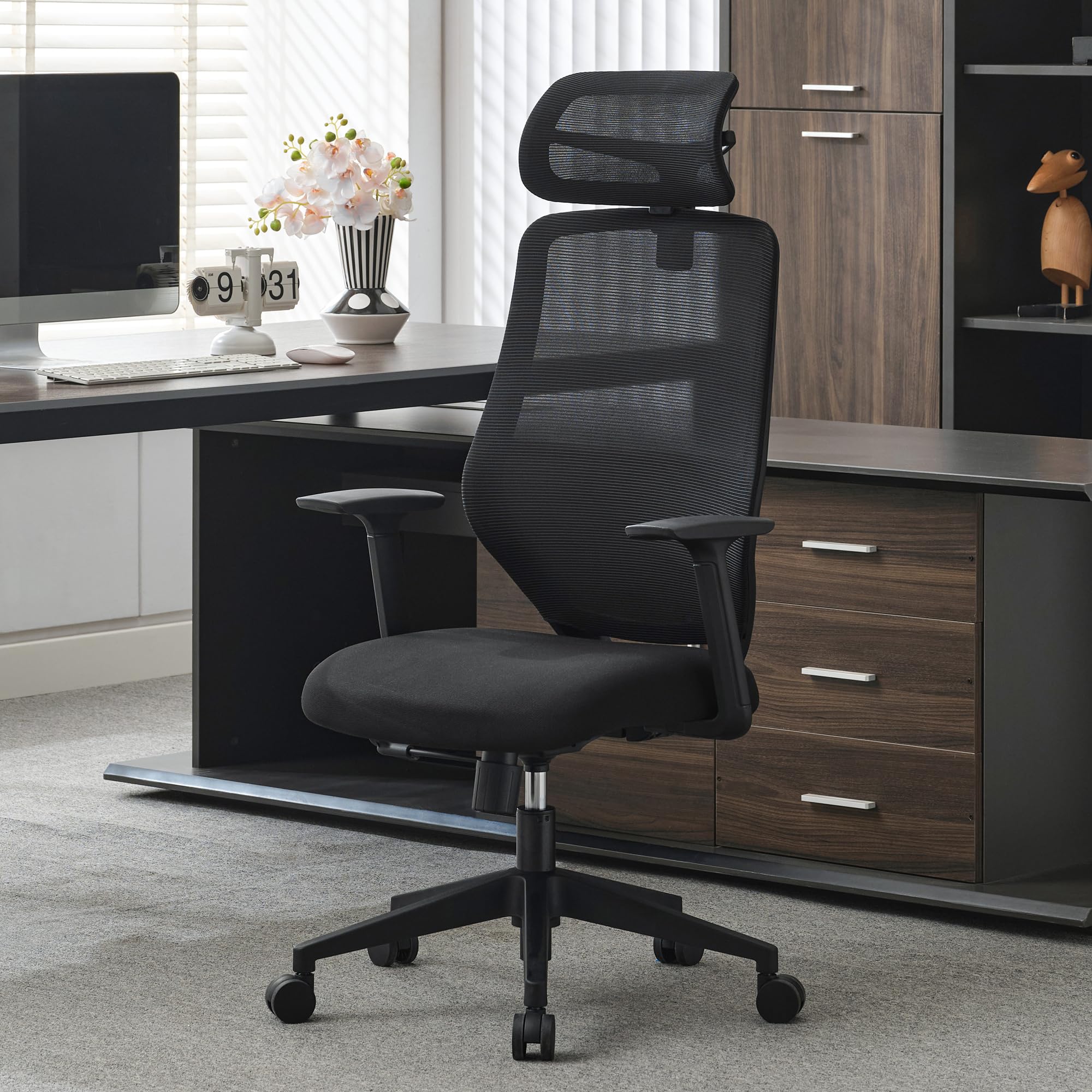 Okeysen Ergonomic Office Chair, High Back Mesh Home Office Desk Chair with S-Shaped Back Support, Swivel Computer Task Chair with Adjustable 2D Headrest, Gaming Chair for Home Office.